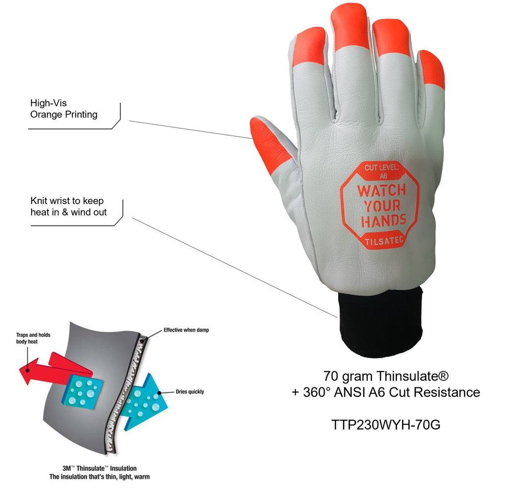 Hand — Tagged "ANSI Cut Level: A6" — Tilsatec